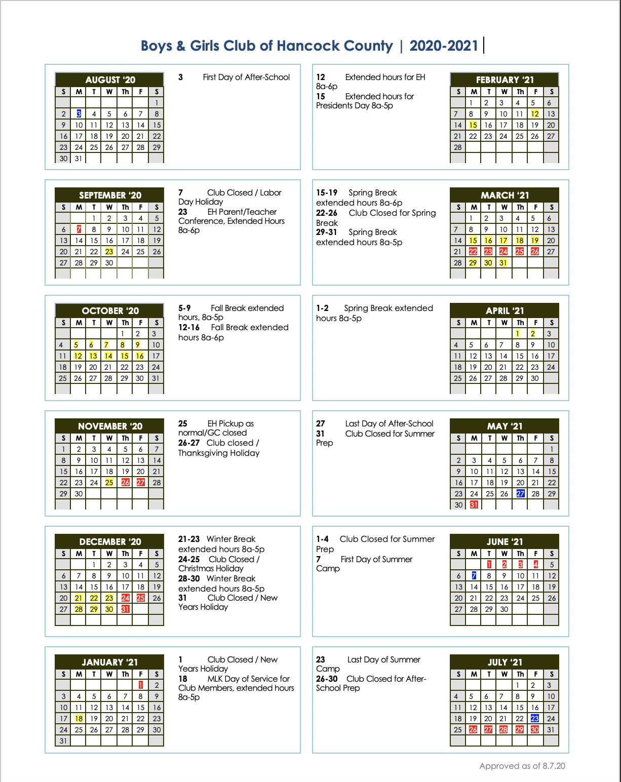 Calendars | Boys and Girls Clubs of Hancock County